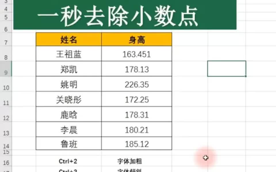 Excel 一秒去除小数点