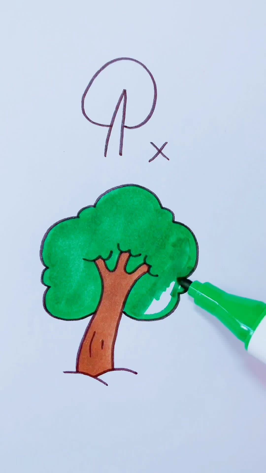 简笔画大树#一起学画画