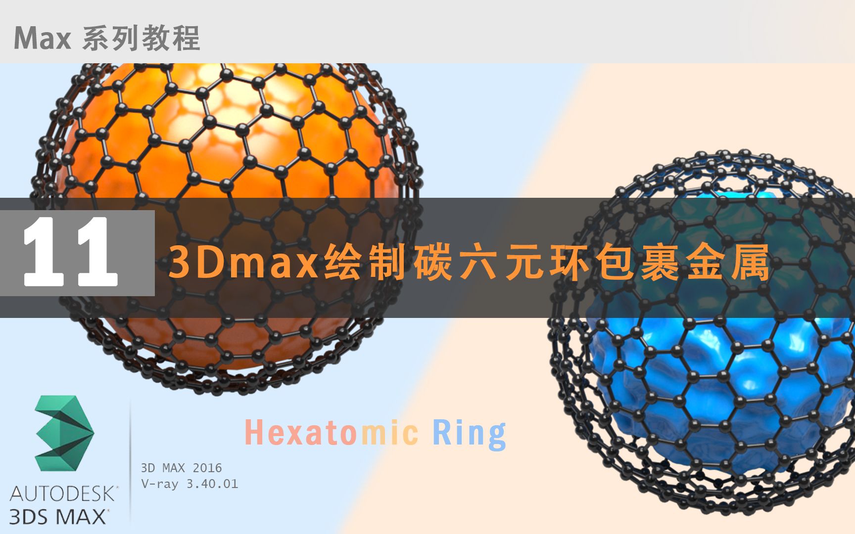 3Dmax绘制碳六元环包裹金属球体