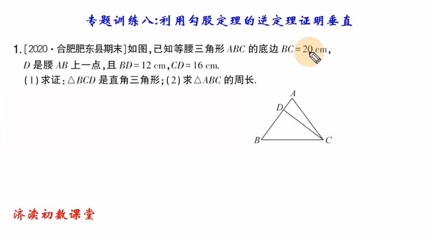 【八数】专题训练八:利用勾股定理的逆定理证明垂直1