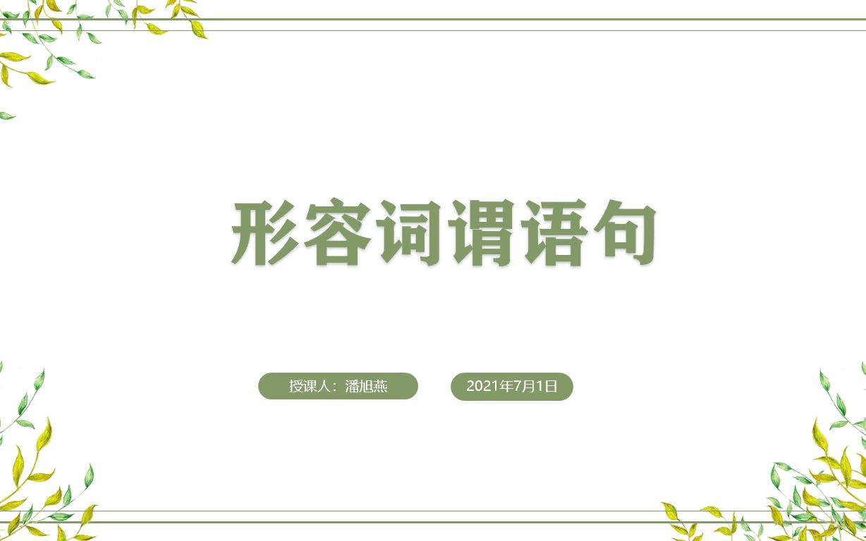 对外汉语语法教学——形容词谓语句