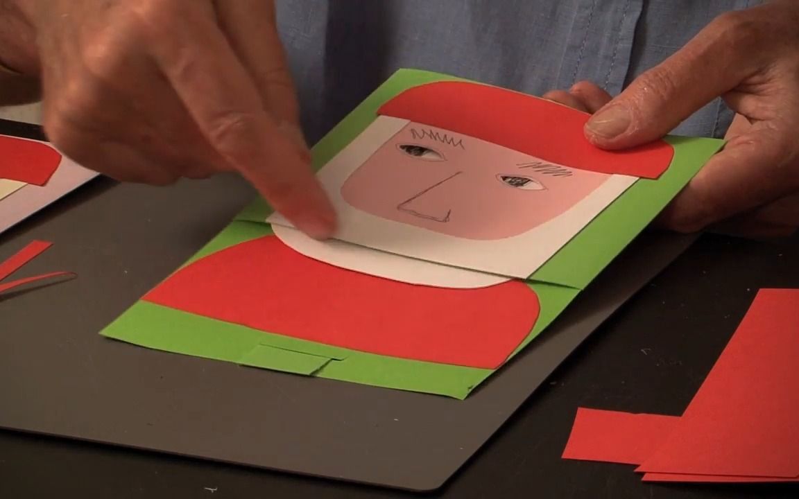 制作一本立体书之如何制作拉环幻灯片圣诞老人