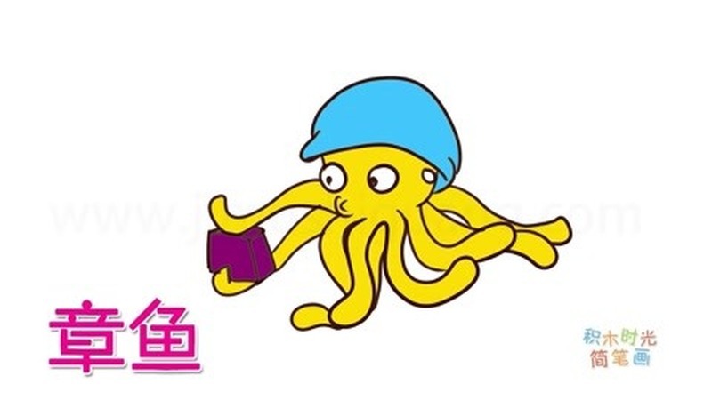 动物简笔画大全,画章鱼工程师简笔画