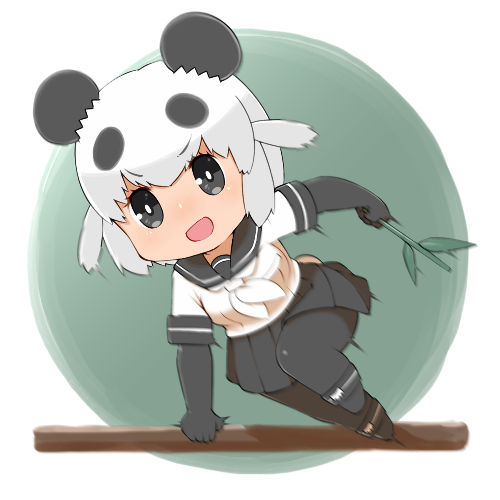 黑熊猫吃竹子 