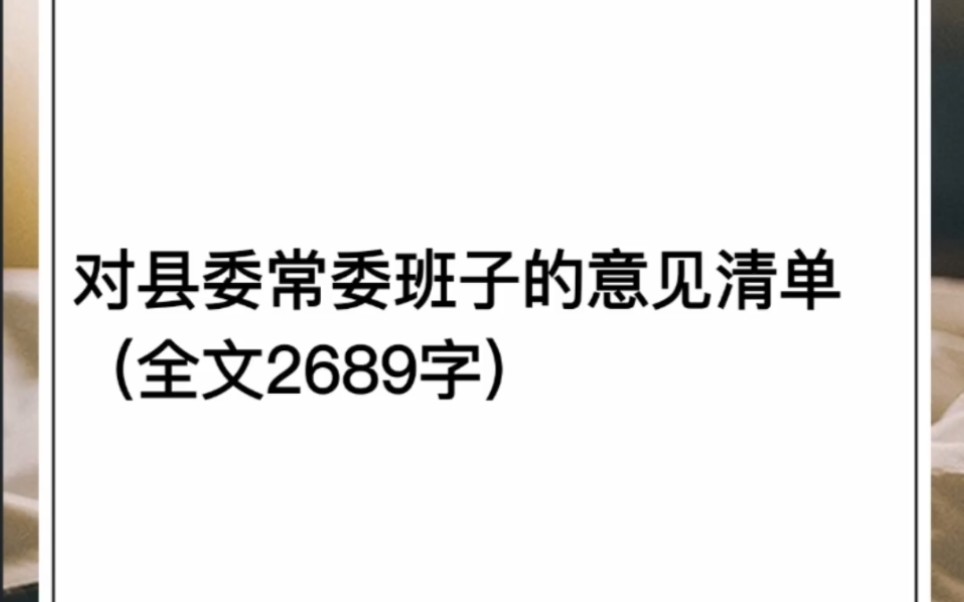 对县委常委班子的意见清单(全文2689字)