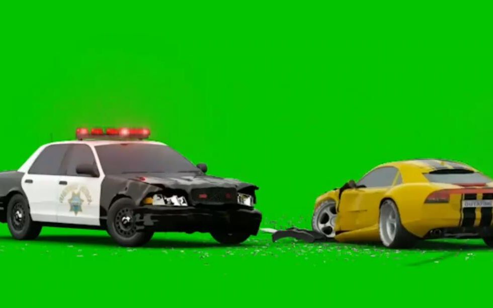 【绿幕素材】街头飙车,警察抓捕,撞车现场视频素材,无水印!