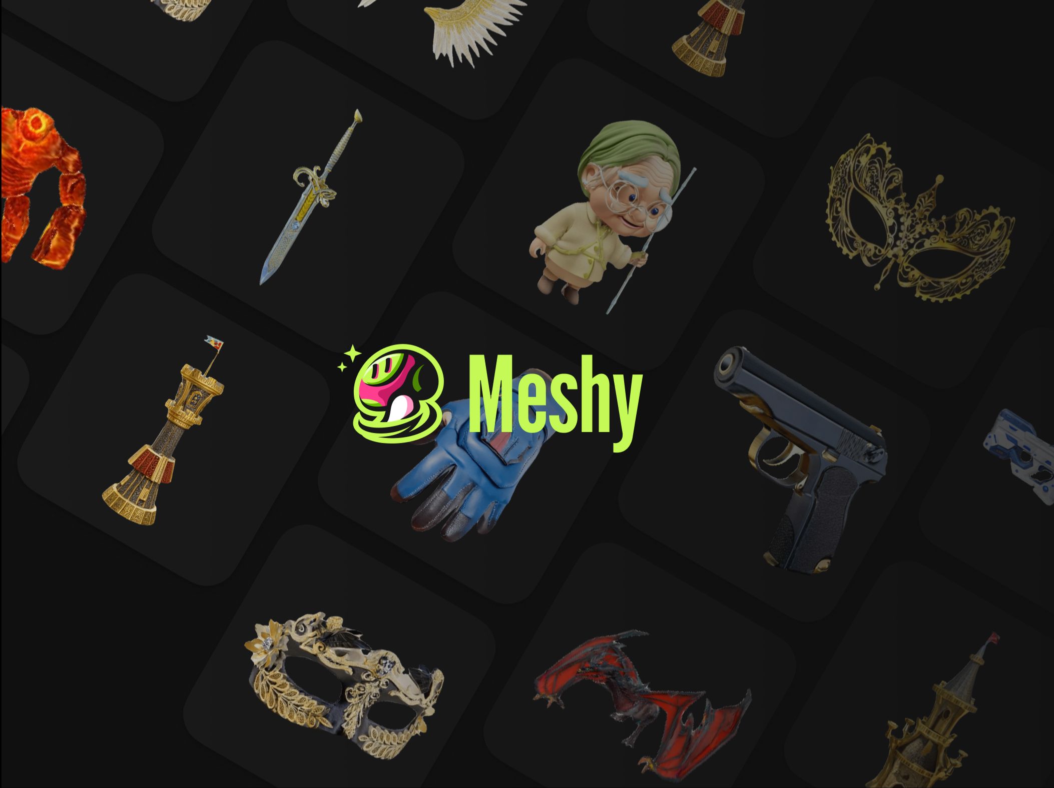 ...能为上传的白模生成逼真的贴图,快来 Discord 体验 Meshy 的强大功能!