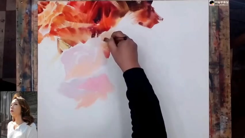 misulbu将人物都塑造得十分传神,背景还有大片的梦幻水彩玫瑰花