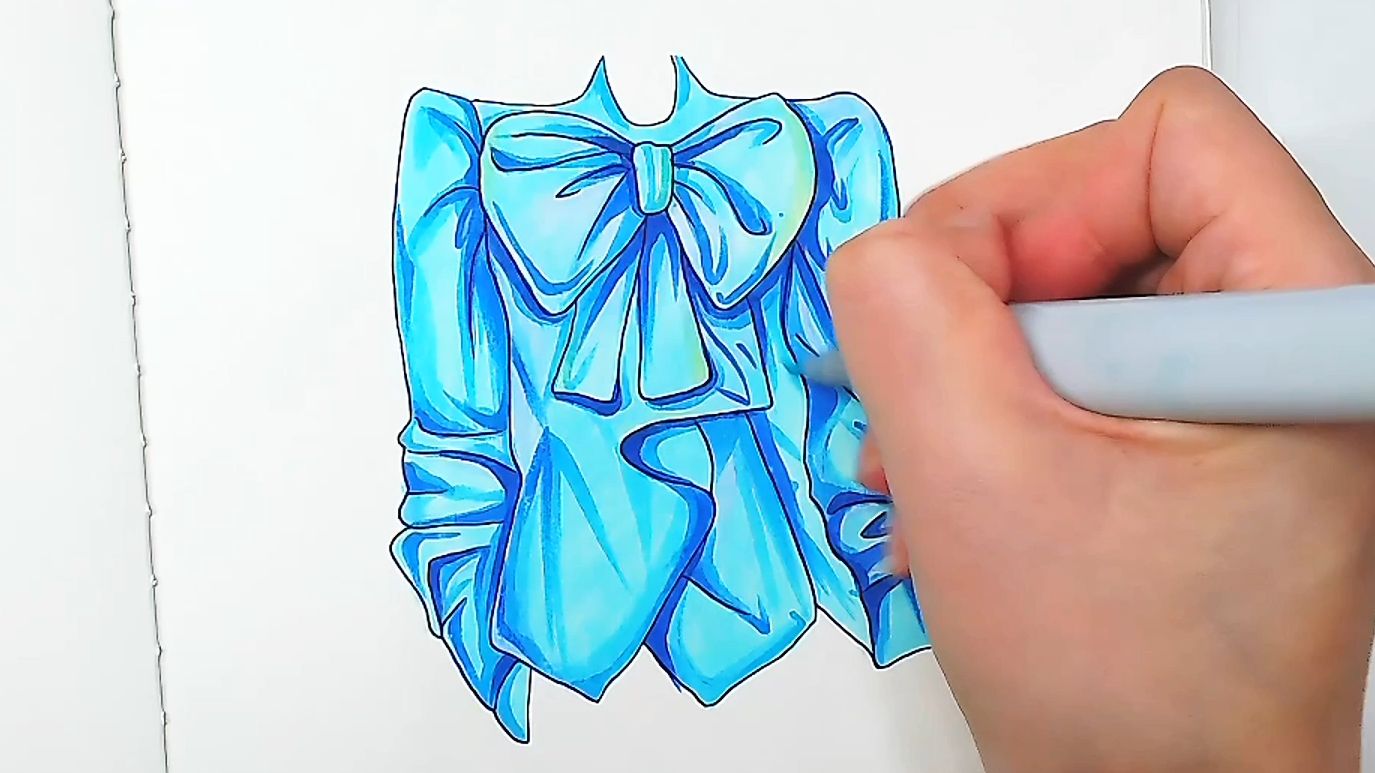 原来画衣褶如此简单,马克笔人物衣服褶皱这样画!