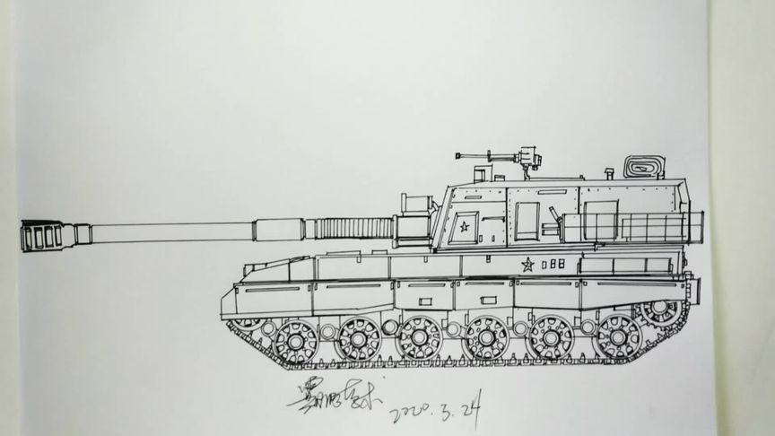 简笔画155自行火炮,战场火力压制神器!