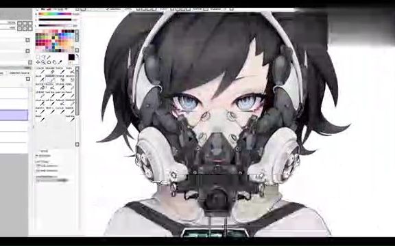 【SAI2】绘画大佬用SAI软件绘制的戴面具的动漫人物!造型帅气细节...