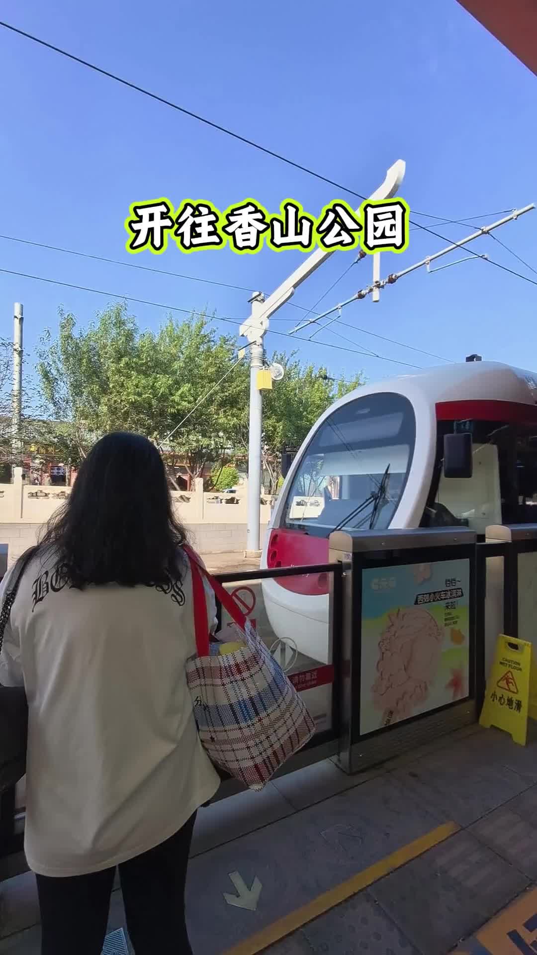 经过颐和园 国家植物园 香山公园#网红小火车 #有轨电车西郊线 #北京...