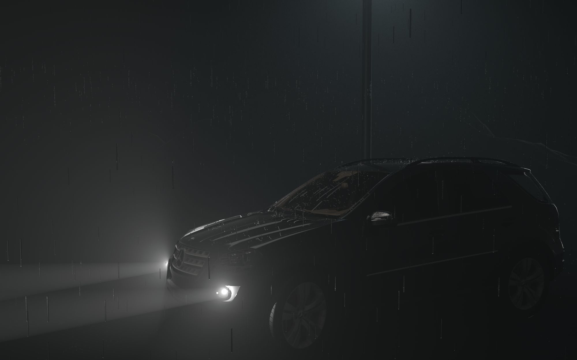 C4Dxp粒子练习-雨天汽车