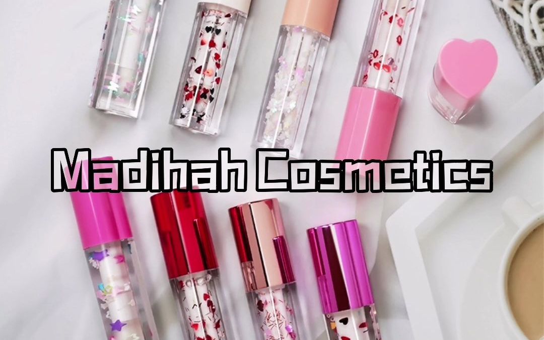Madihah彩妆水光玻璃嘟嘟唇护唇油代加工OEM贴牌,心形管亮片唇蜜...