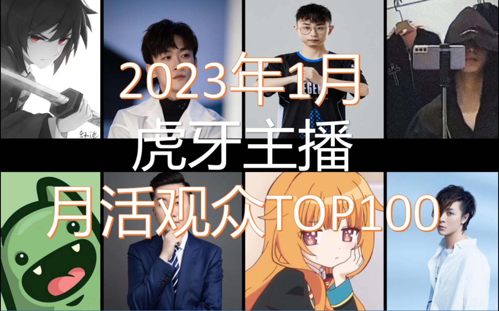 (2023.1月) 虎牙主播月活观众数量TOP100 【虎牙月活榜第二期】