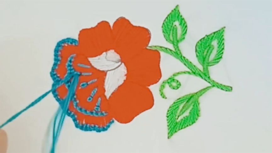 非常简单和美丽的,玫瑰花手工刺绣教程 ,简单的玫瑰刺绣针迹