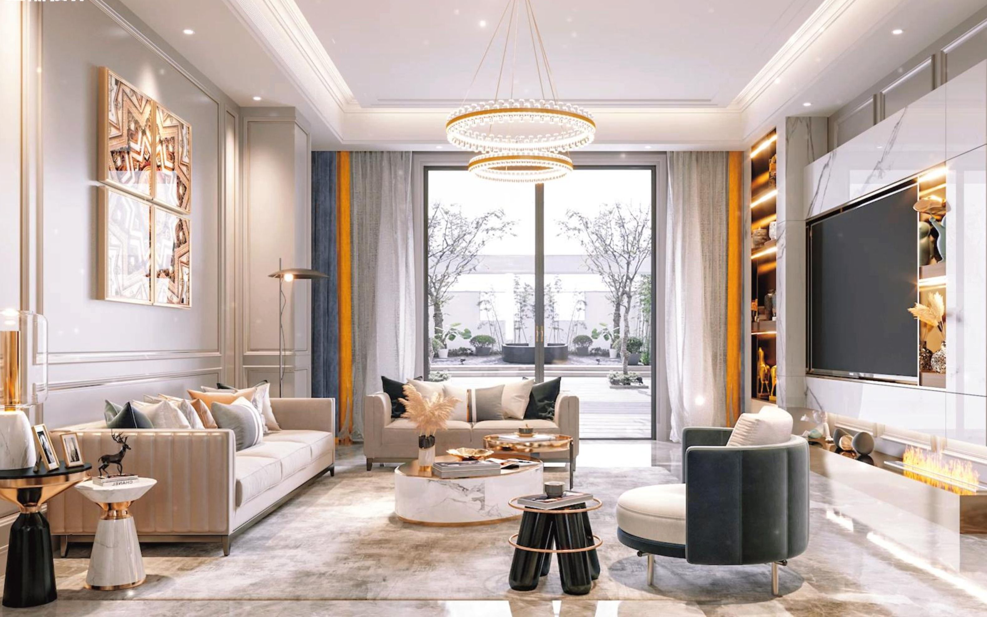 上海别墅整装落地-310m²现代美式风格 优雅精致美妙生活