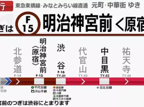 ...东急东横线-港未来线 饭能-元町中华街 乘客信息系统(双屏、车内报站)