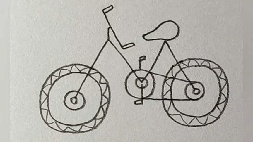 自行车简笔画,共享单车特技表演,儿童幼儿创意美术绘画教学。