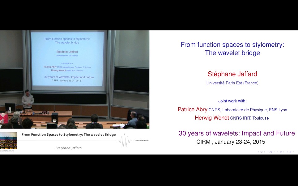 From function spaces to stylometry: the wavelet bridge—S. Jaffard