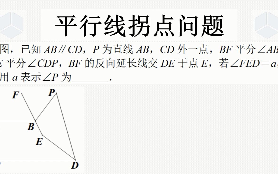 初中数学经典例题,人教版七年级下册,平行线拐点问题与角平分线