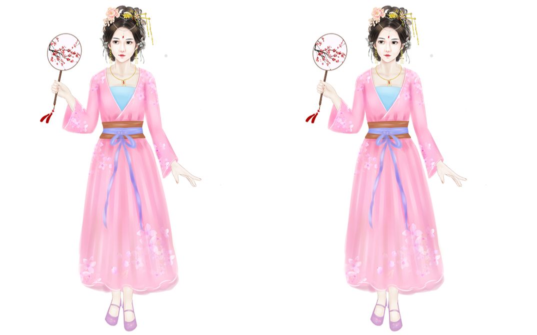 ...言情风格唯美汉服古装服饰绘制上色教程SAI绘画板绘古风美人插画