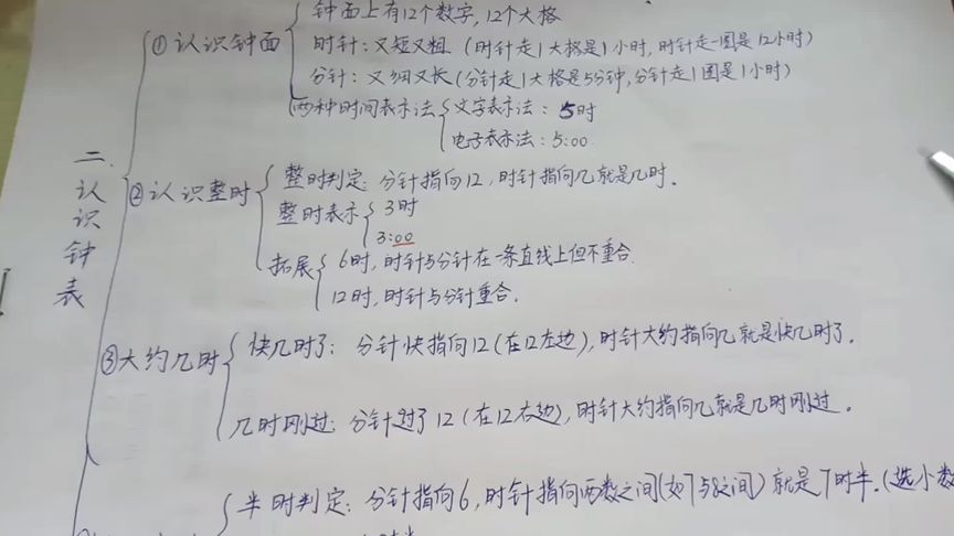 冀教版一年级认识钟表单元知识体系!赶快查漏补缺吧!