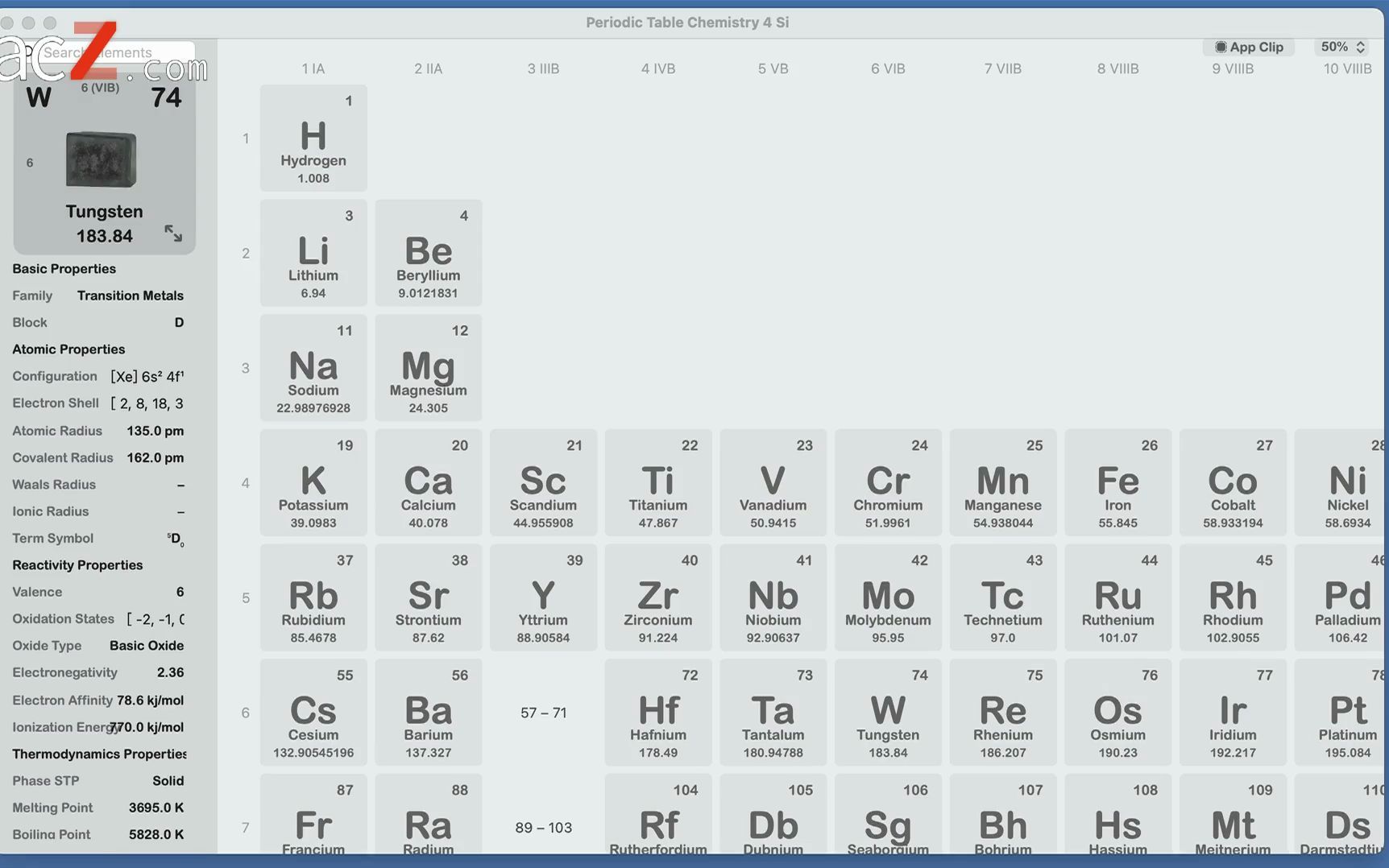 Mac学习软件:Periodic Table Chemistry 4 Si for Mac(3D化学元素周期表)