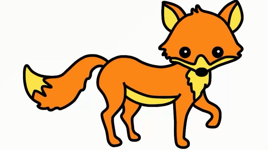 幼儿早教动物画画,分享一个小狐狸的简笔画画法