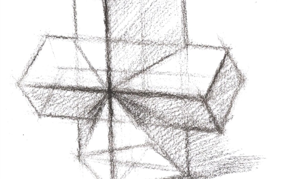 素描几何穿插体怎么画?