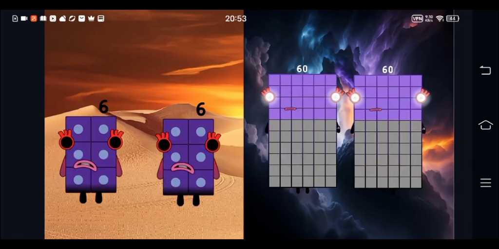 数字方块逐渐扭曲e-side 个位和十位对比