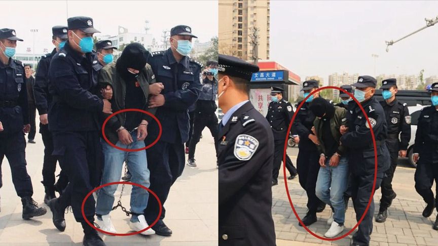 戴手铐脚镣落网!实拍:河南命案逃犯潜逃18年被跨省缉捕归案