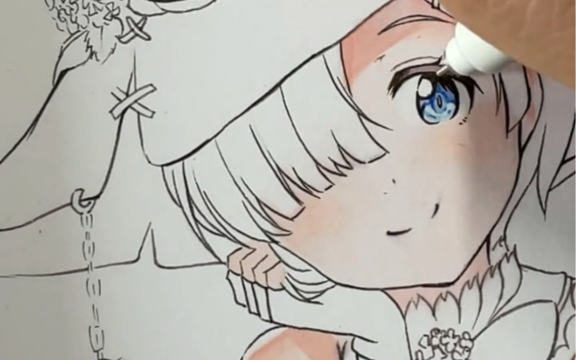 【马克笔手绘】蕾姆肤色上色讲解 不小心做了个反面教材