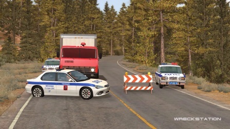 Beamng模拟警车卡车碰撞