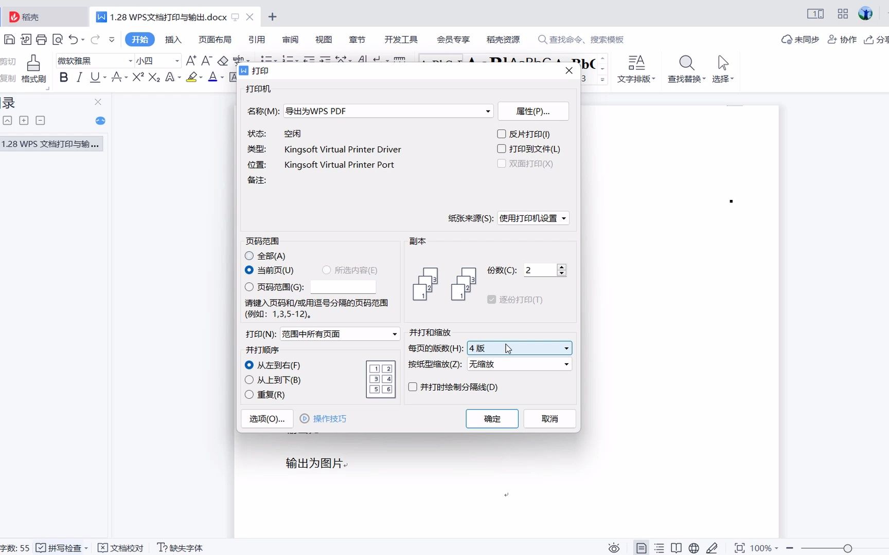 1.28 WPS文档打印与输出