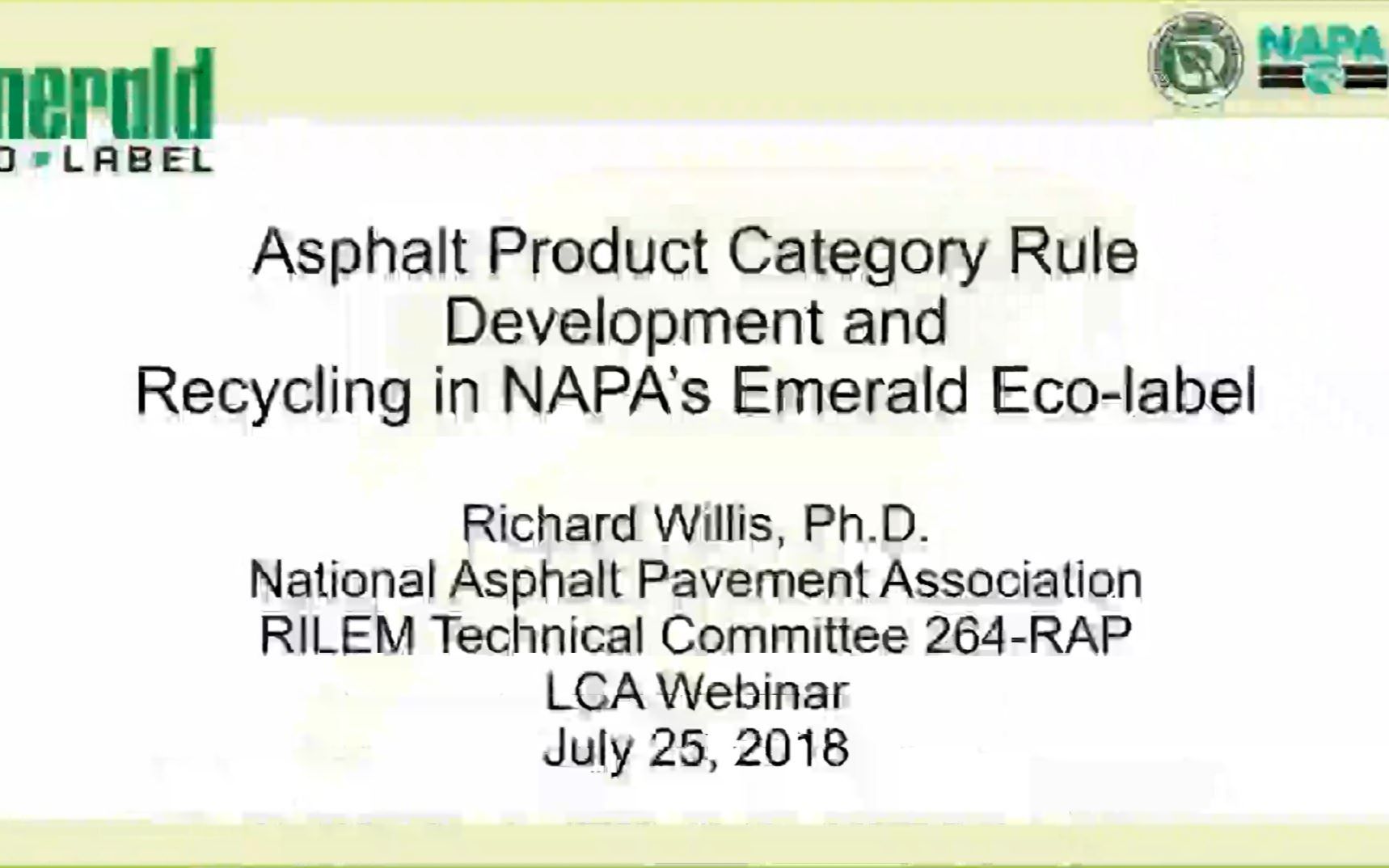 第五节:产品类别规则PCR的发展及美国国家沥青协会回收Emerald生态...