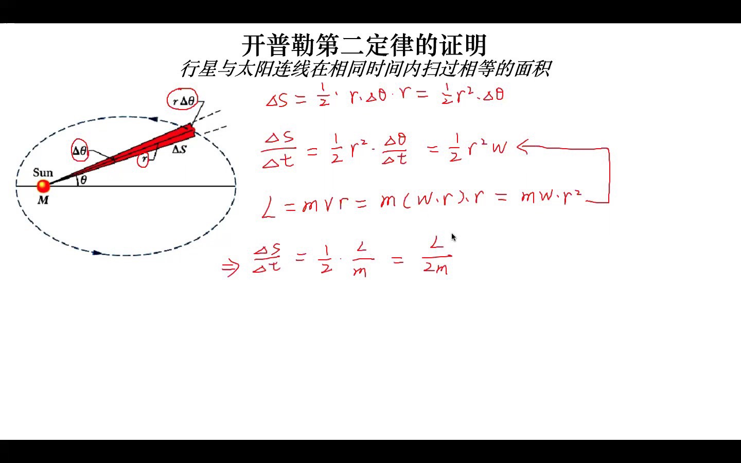 开普勒第二定律的推导#derive the Kepler's second law of planetary ...