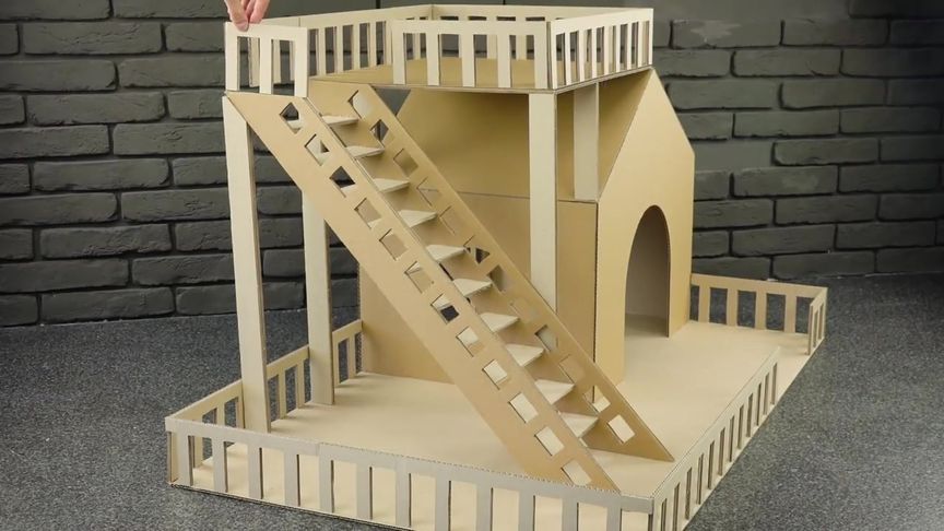 用硬纸板自制一个漂亮的狗窝，真是太可爱了