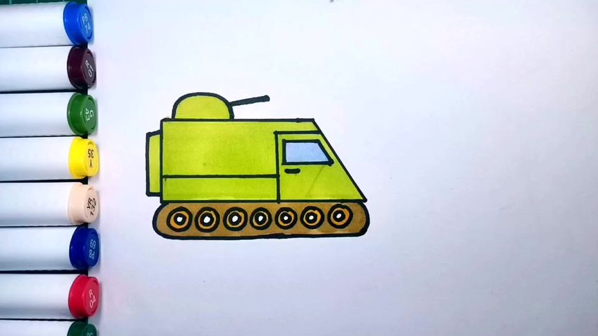 小朋友喜欢的装甲车简笔画