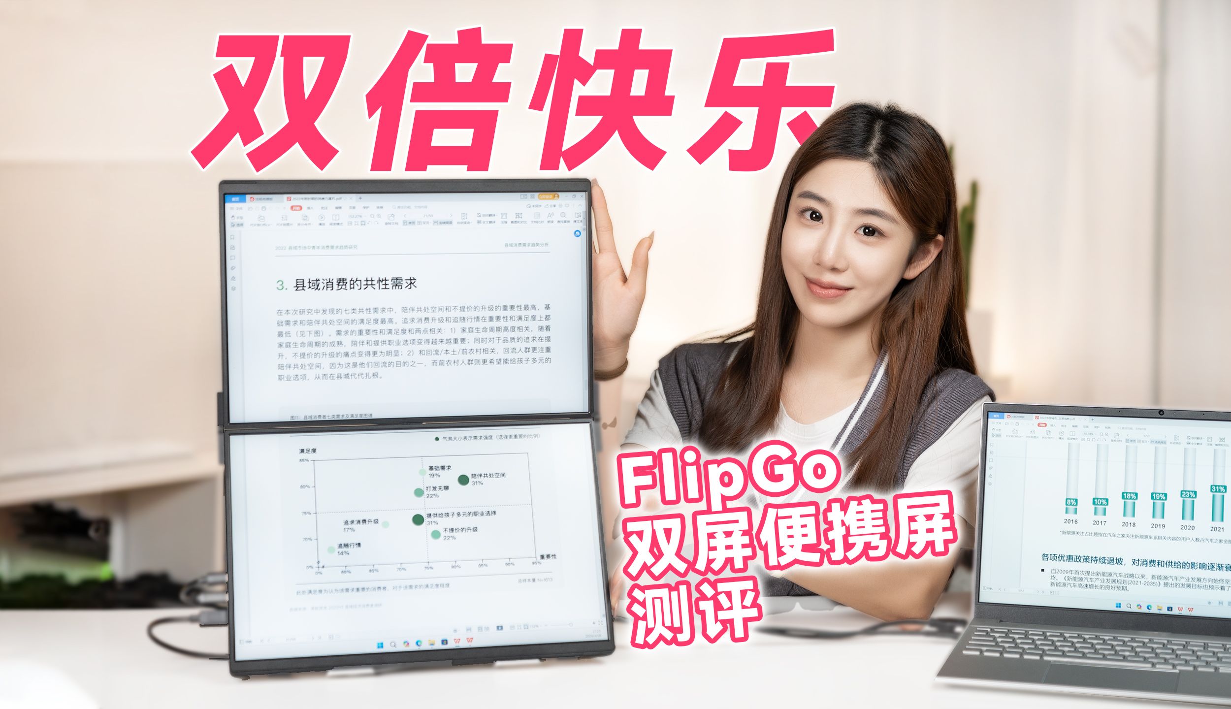 一台笔记本三个屏幕,离谱!FlipGo笔记本扩展便携屏测评