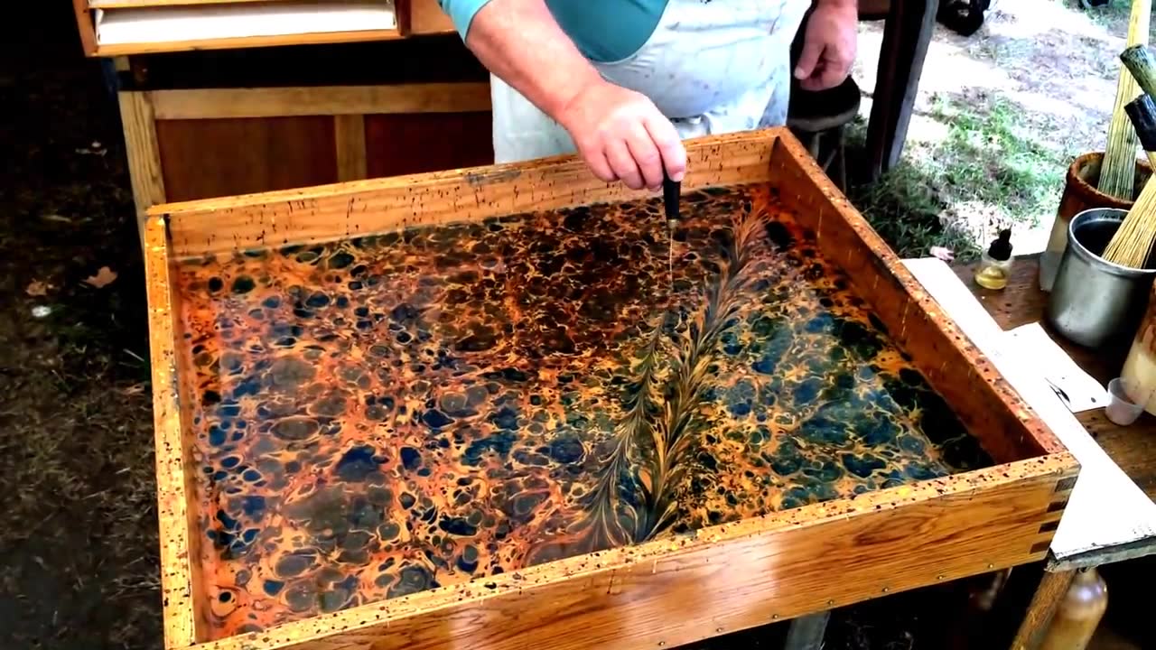大理石纹样艺术纸制作示范1 Paper Marbling Demo at The Big E's ...