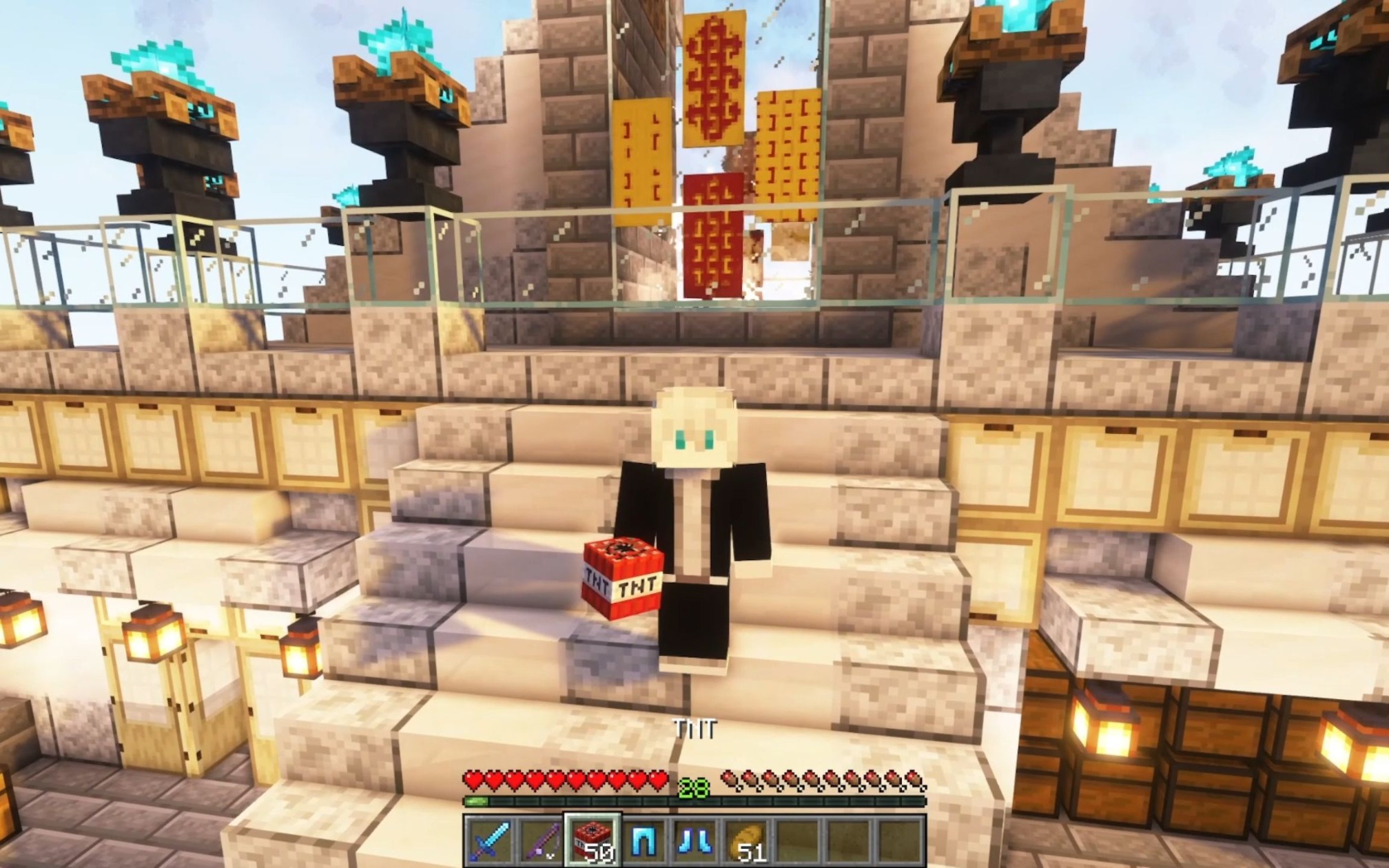 我的世界MC1.19.2原版生存不使用镐子斧子锹不缺火药了第14集