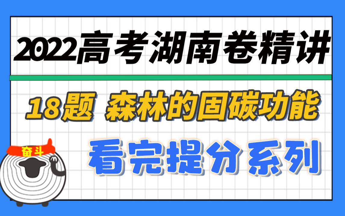 【2022年湖南卷18题精讲】森林的固碳功能(羊羊带你掌握读题和得分...