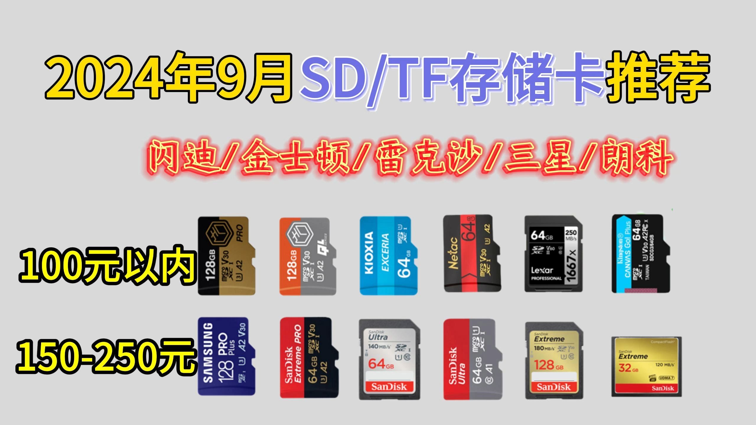 ...TF卡推荐:闪迪/金士顿/雷克沙/朗科/三星等品牌存储卡,30-300元价位,...