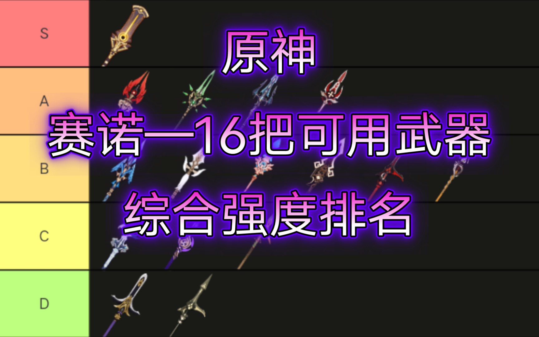 【原神】赛诺16把可用武器综合强度排名——赛诺武器伤害期望计算、...