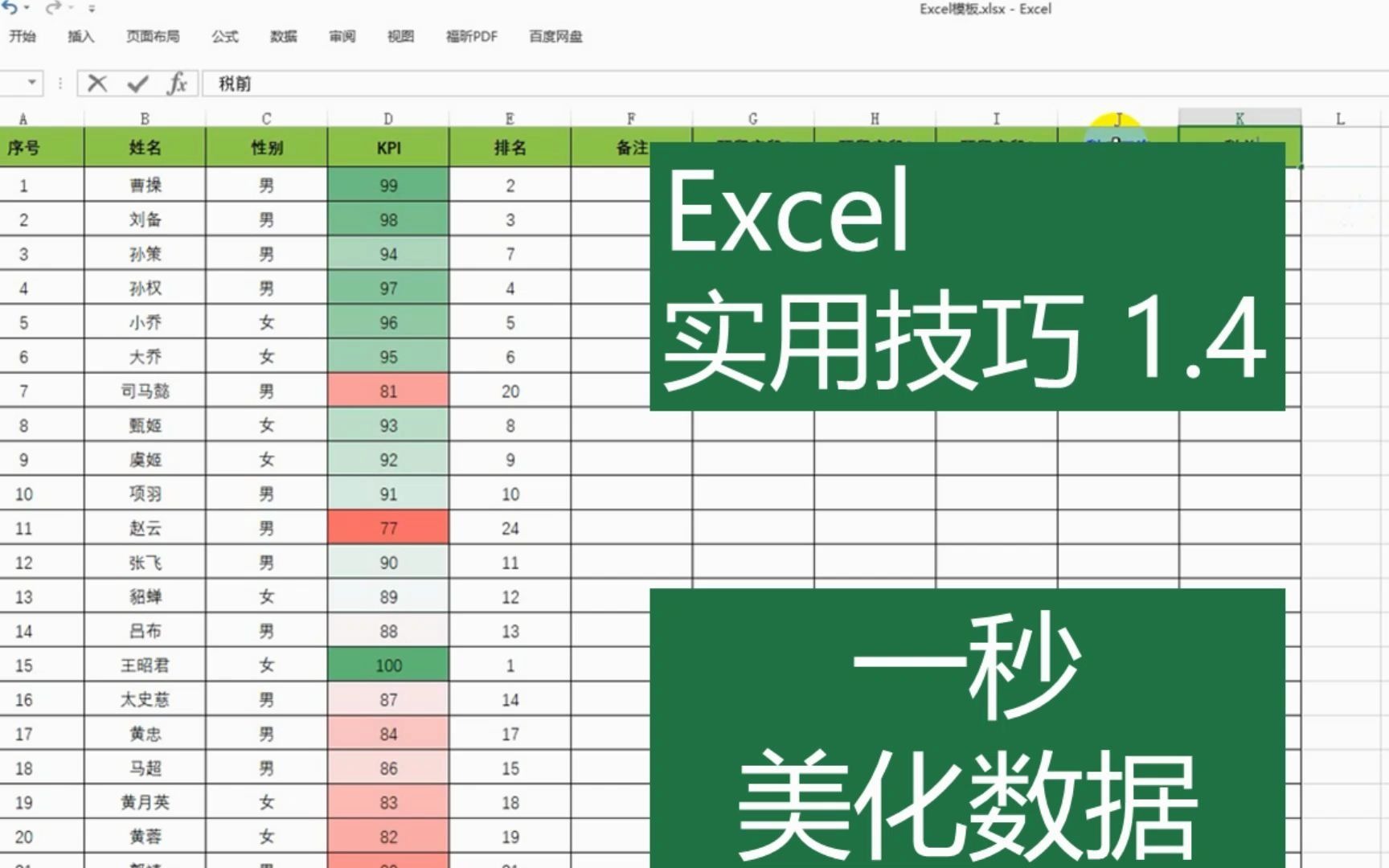 Excel实用技巧1.4一秒美化数据显示