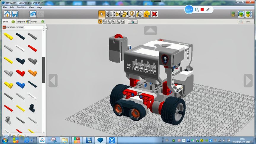 EV3小车(含超声波、颜色、陀螺仪、触动传感器)搭建视频