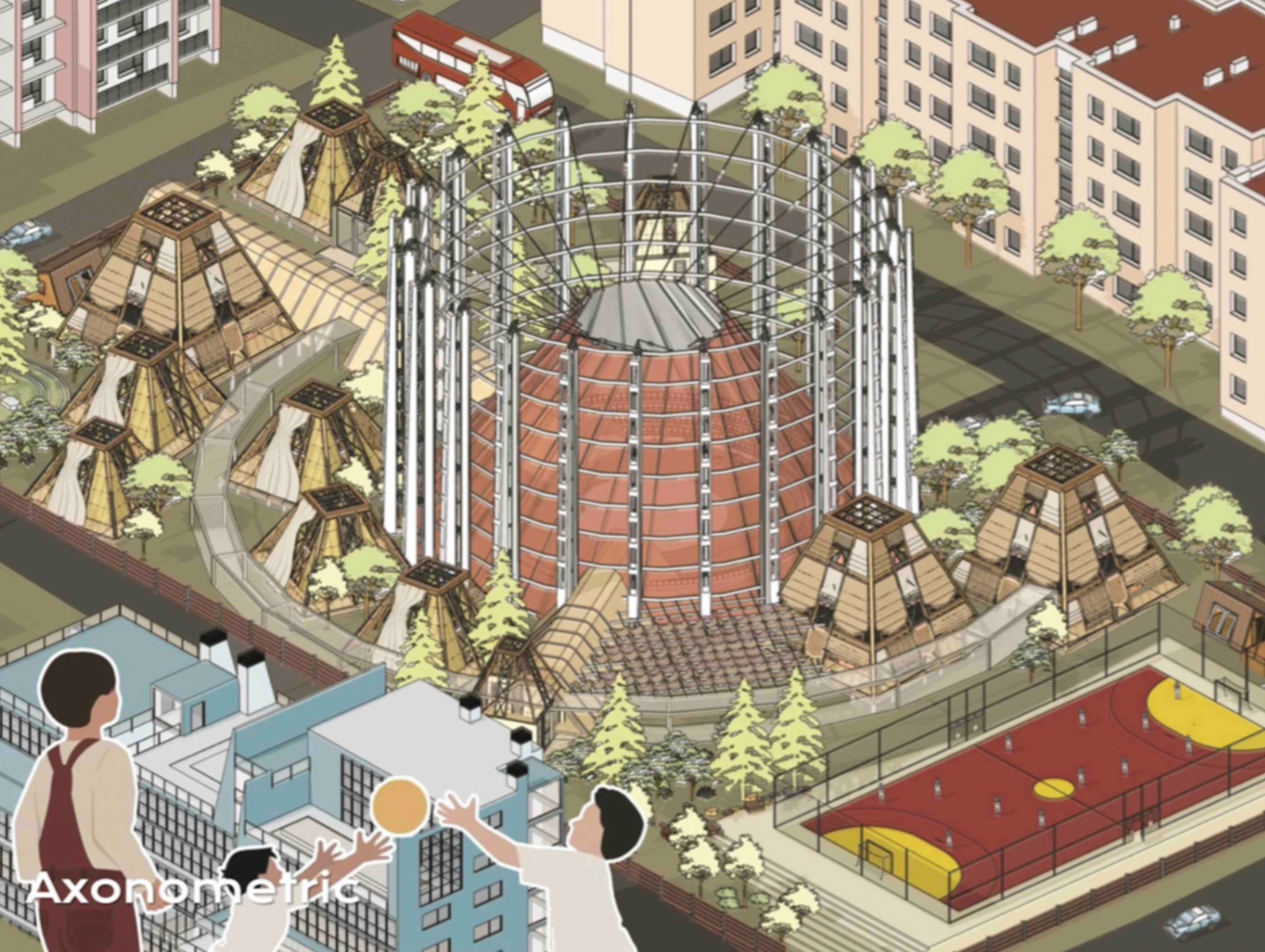 竹结构抗震校园设计,现代建筑技术与传统环保材料的融合;建筑留学...