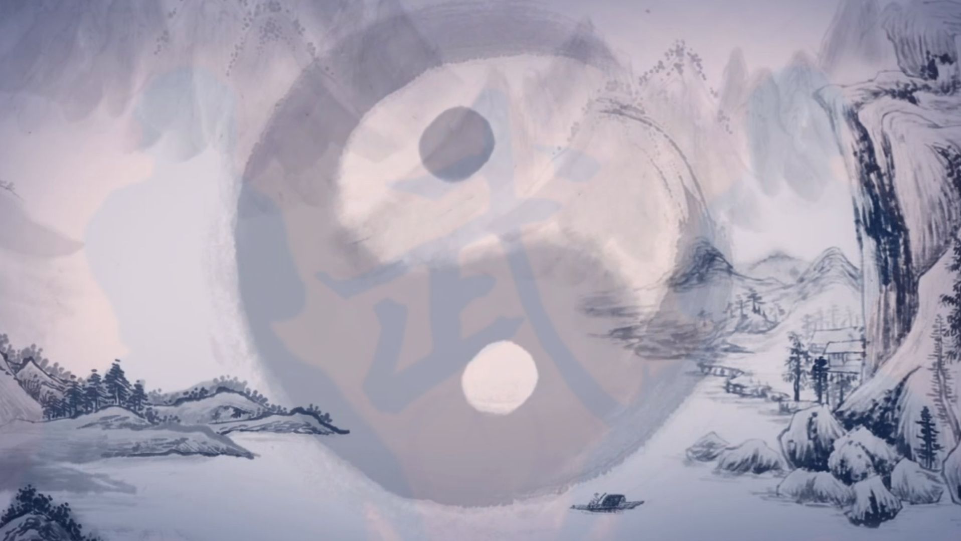 歌曲《中国功夫》武术表演舞台背景视频素材《男儿当自强》水墨武术...