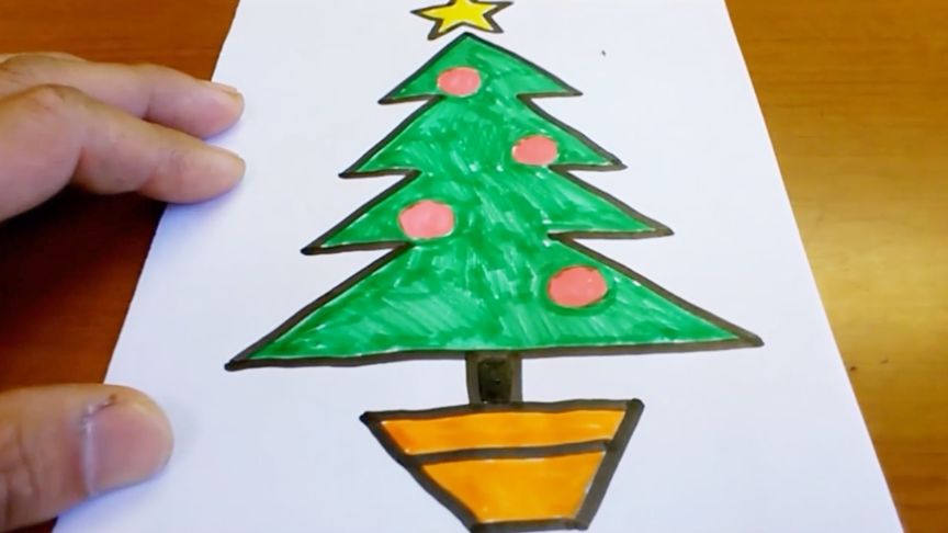 儿童简笔画视频教程:幼儿版圣诞树涂鸦绘画,小班的孩子都能掌握